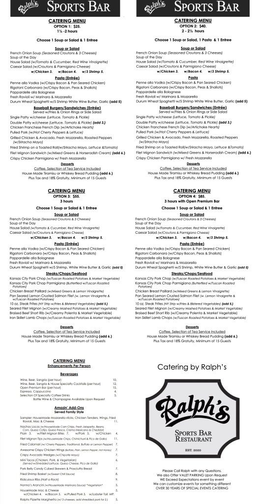 Menus – Ralph's Sports Bar