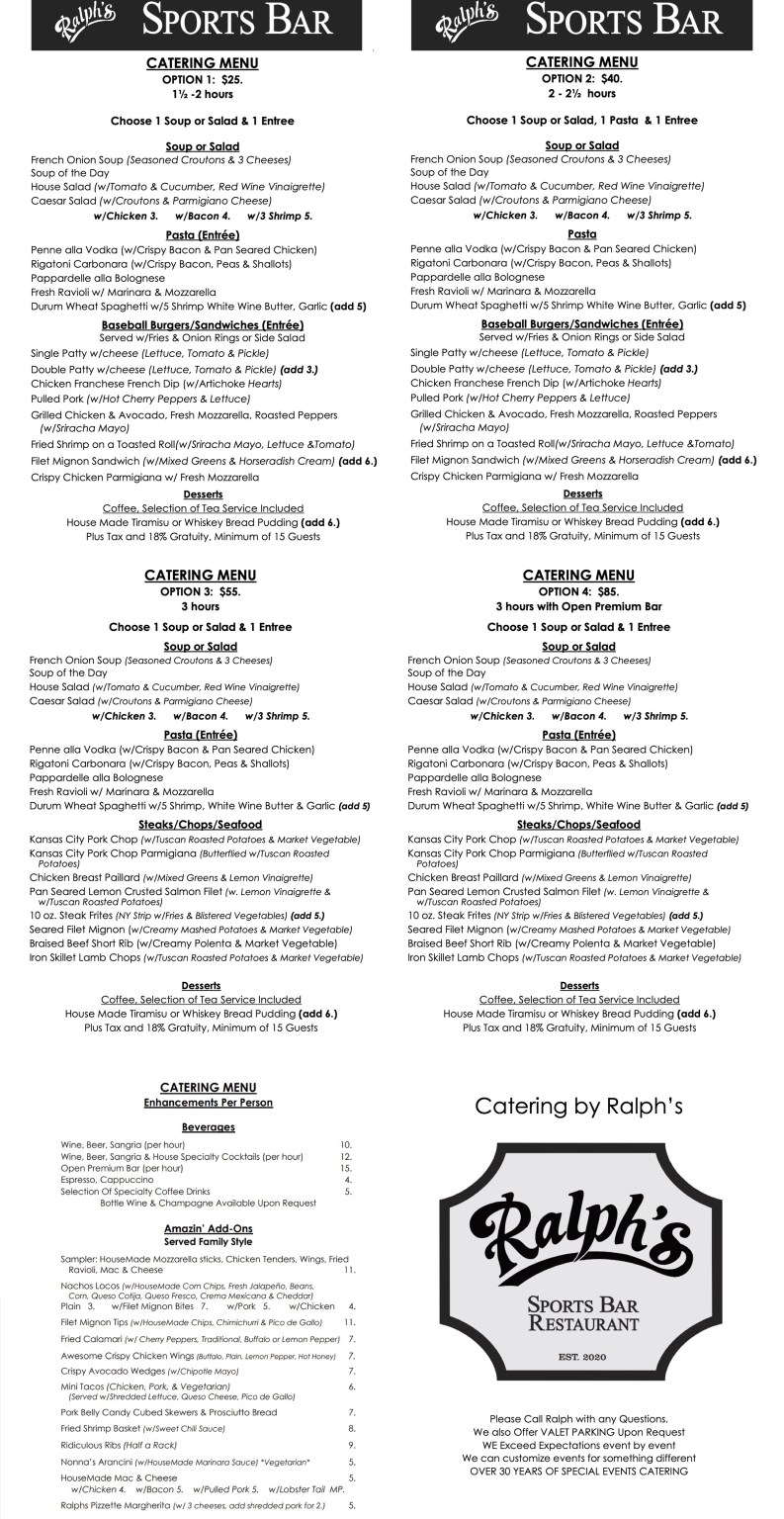 Menus – Ralph's Sports Bar