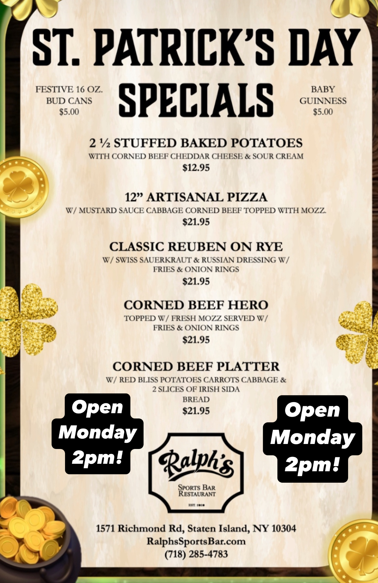 Holiday Menus – Ralph's Sports Bar