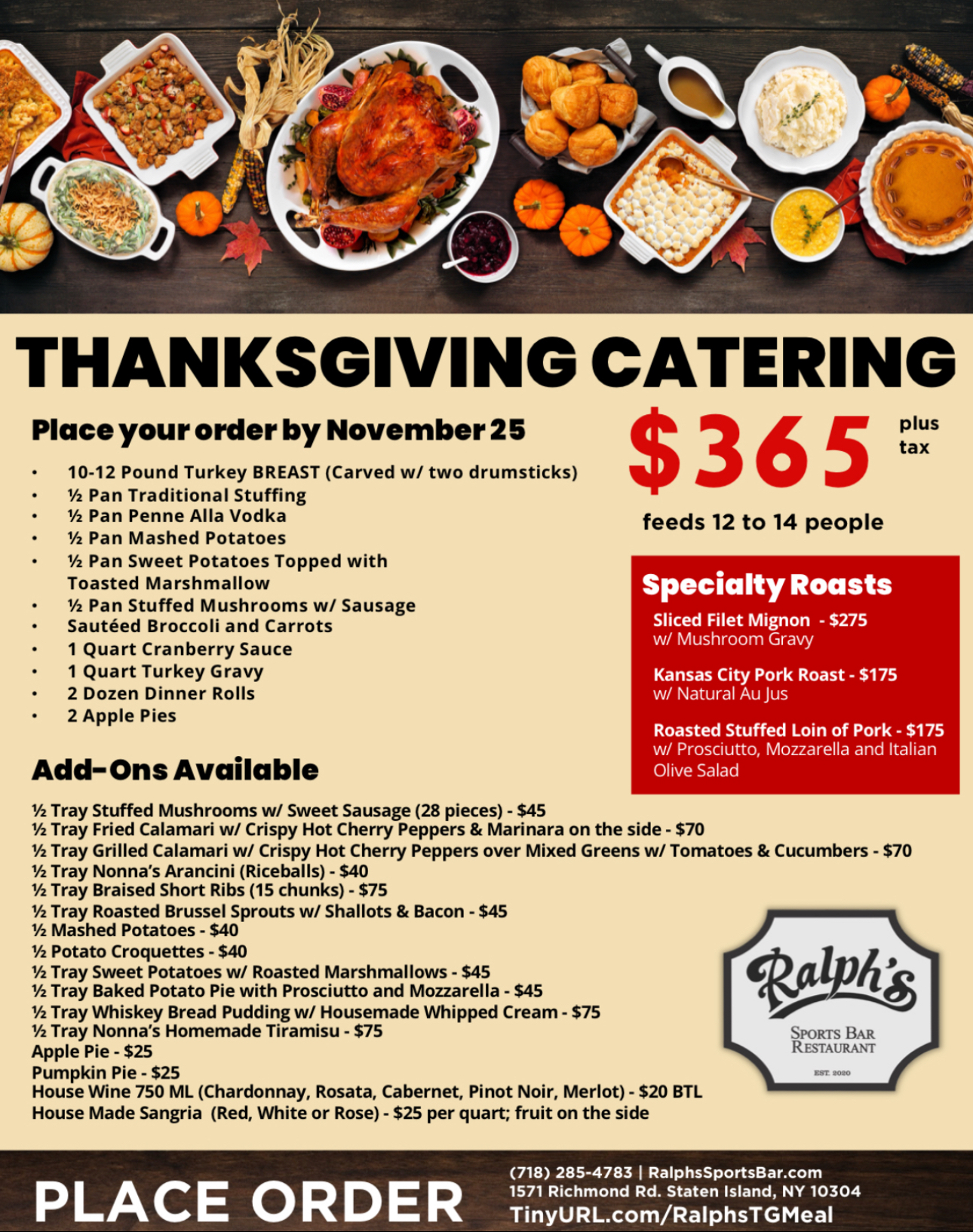 Holiday Menus – Ralph's Sports Bar